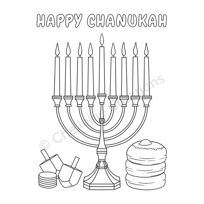 FREE Chanukah Print-At-Home Colouring Page (English) – Chellekie Creations